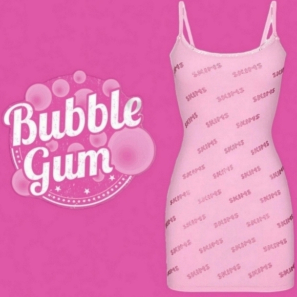 SKIMS | Dresses | Nwt Skims Rhinestone Crystal Logo Bubblegum Pink ...